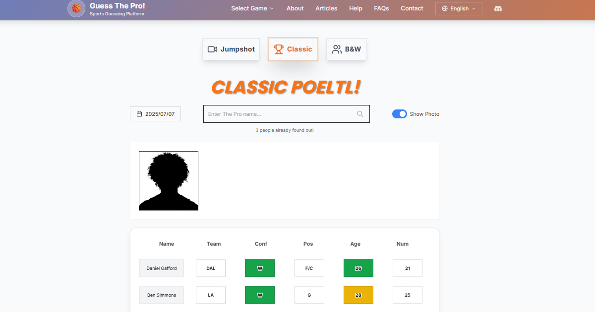 Classic NBA Player Guesser - A Poeltl Style Game | GuessThePro